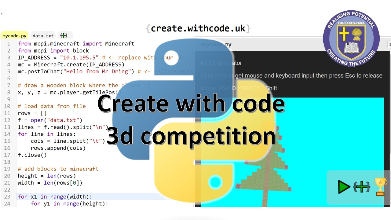 Meet and Code Create with code 3d competition